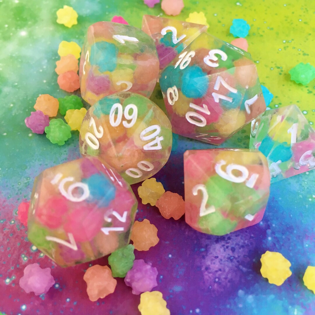 Konpeito Rainbow Candy Sparkles DND Dice Set for Dungeons and Dragons ...
