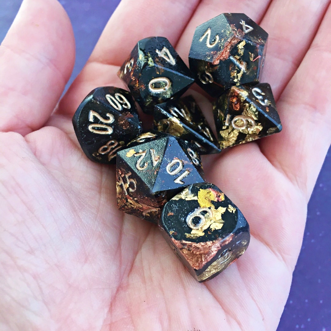 Marbled Gold DND Dice Set for Dungeons and Dragons Table Top RPGS. Gold ...