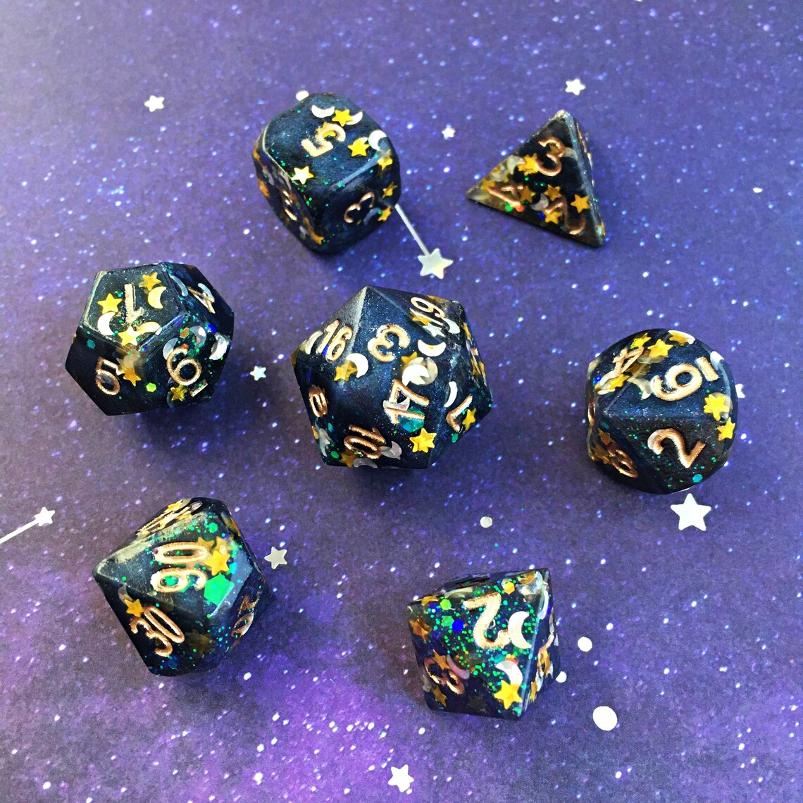 Moon and Stars DND Dice Set for Dungeons and Dragons Table Top - Etsy