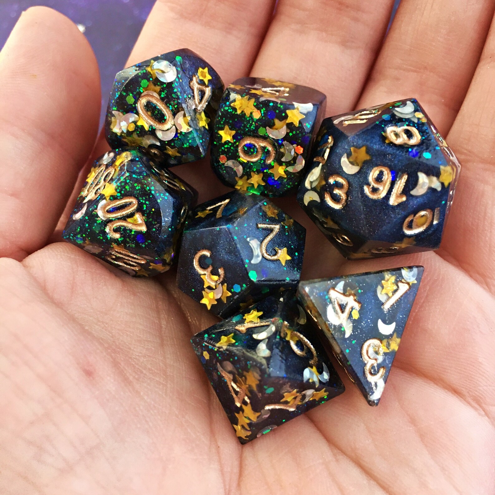 Moon and Stars DND Dice Set for Dungeons and Dragons Table Top - Etsy