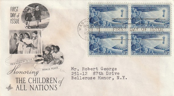 FDC stamps The Children of All Nations 1955 First Day Cover stamp Art ...