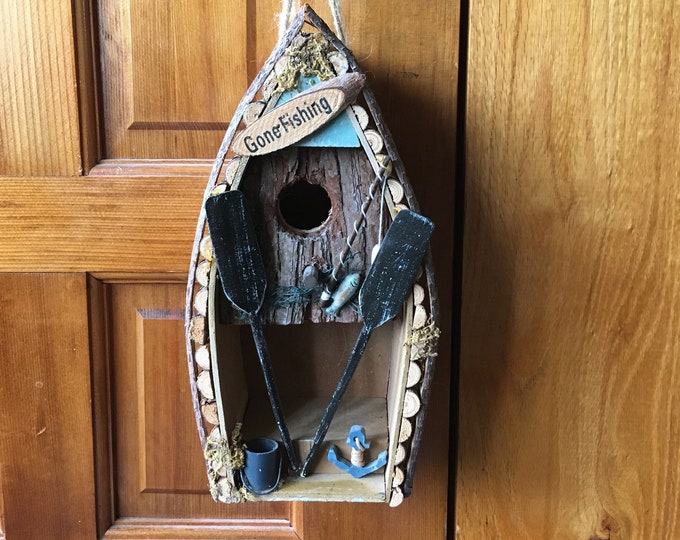 Vintage Birdhouse Gone Fishing Rustic Cabin Decor Camp Boat Fisherman ...