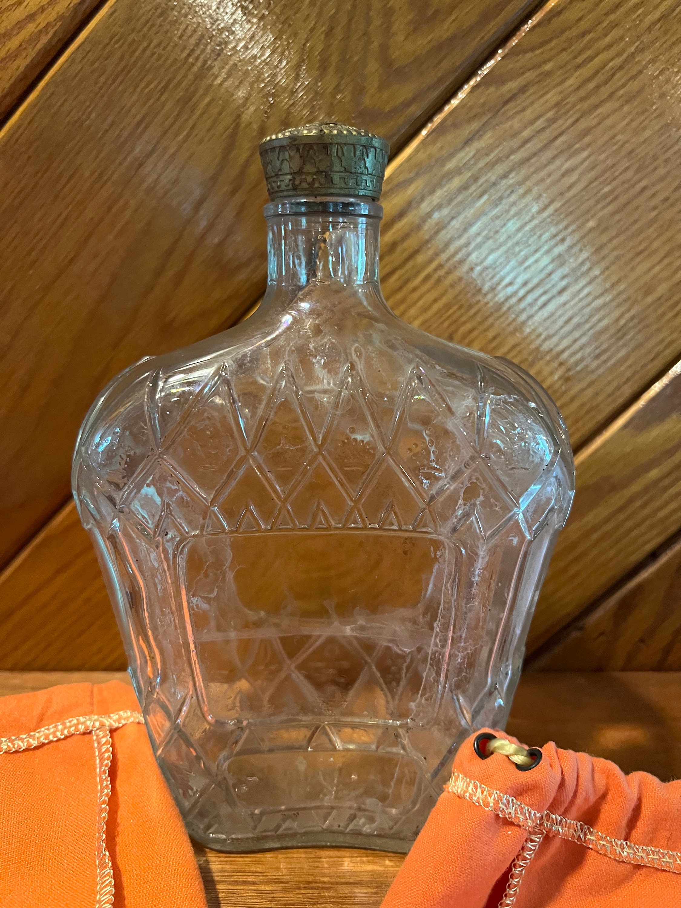 Vintage Crown Royal Whiskey Empty Bottle and 2 Peach Crown Royal Bags ...