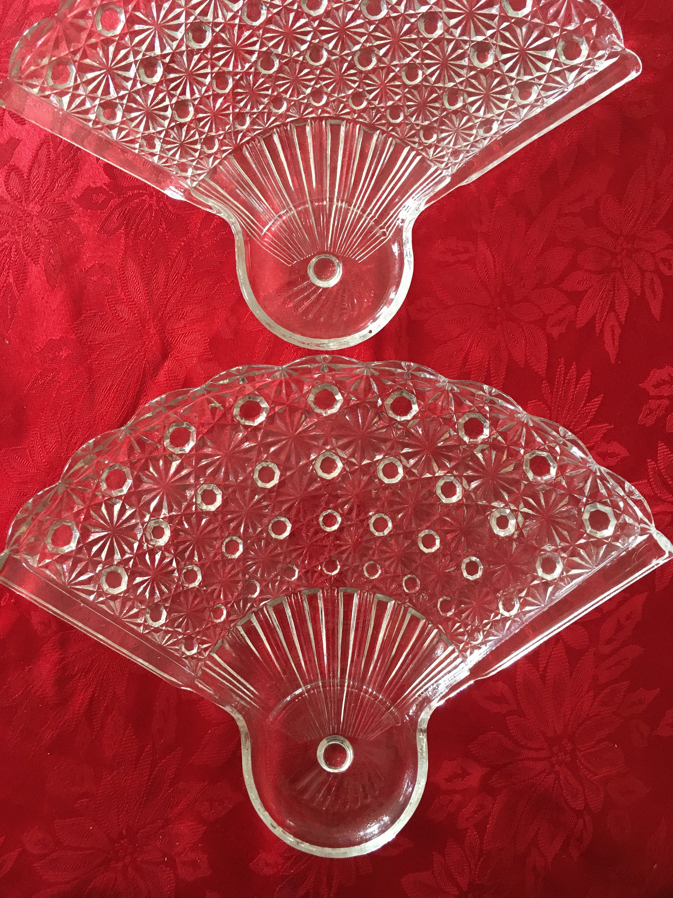 Fan Shaped Vintage Crystal Plates Dishes Daisy and Button - Etsy