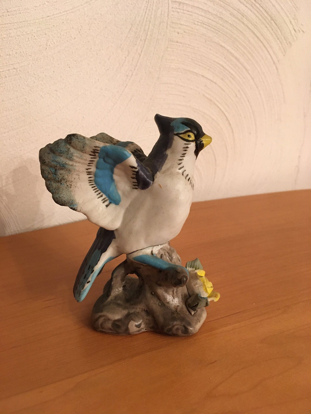 Vintage Blue Jay Ceramic Figurine Blue Perched Unmarked From the 1960s ...