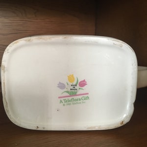 Vintage Teleflora Ceramic Watering Can Flower Pot Planter Pastel Tulips ...