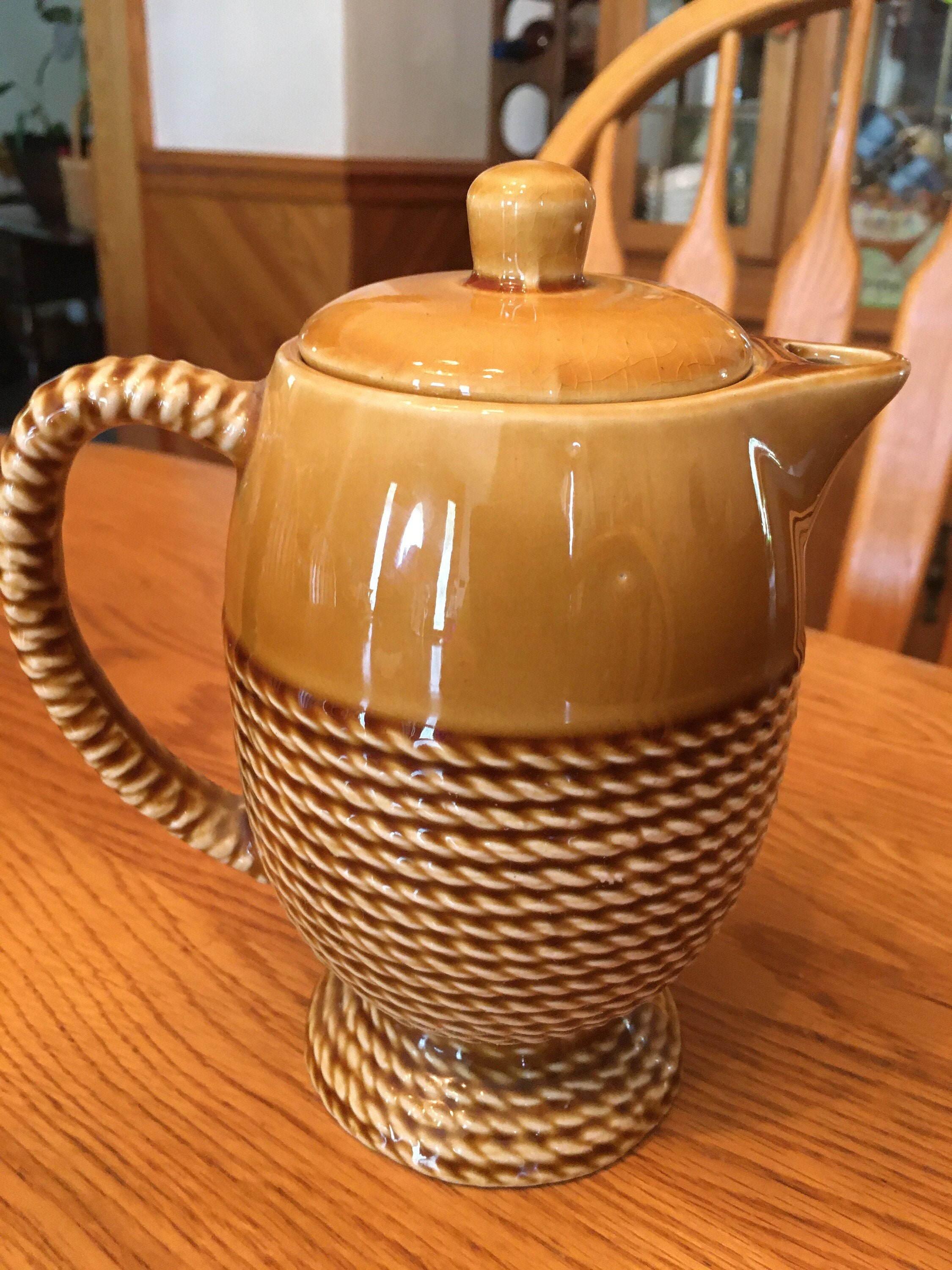 Vintage Ceramic Teapot Coffee Pot Ceramic Rope Look Made in - Etsy
