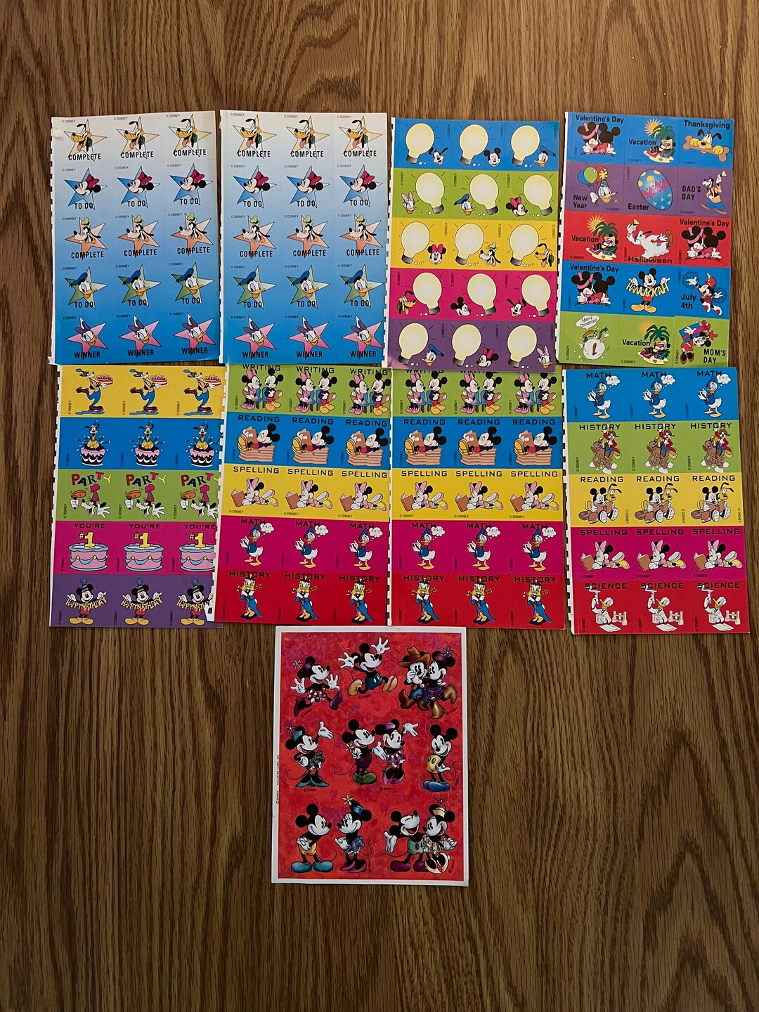 Vintage Disney Mickey Mouse Minnie Donald Duck Stickers Homework School ...