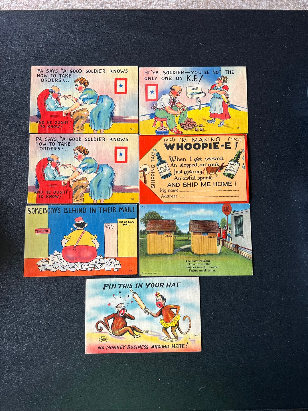 Vintage Postcards 1950s Lot of 7 Colorful Funny Cartoonish C T Art ...