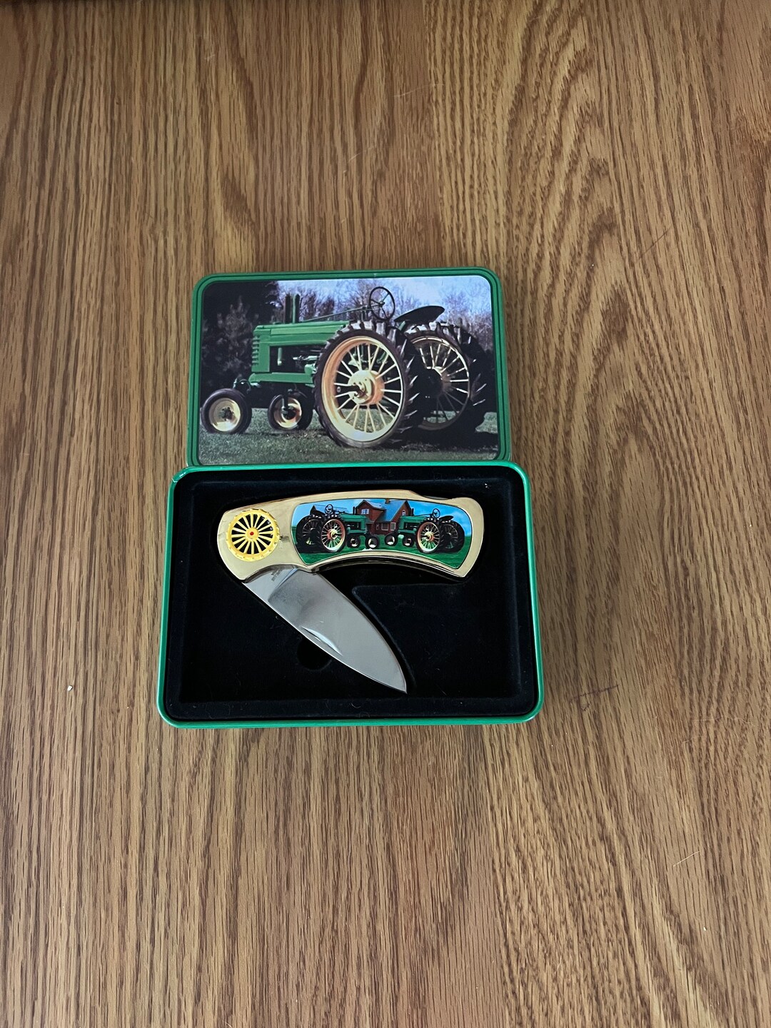 John Deere Style Farm Tractor Image Display Case Single Blade ...