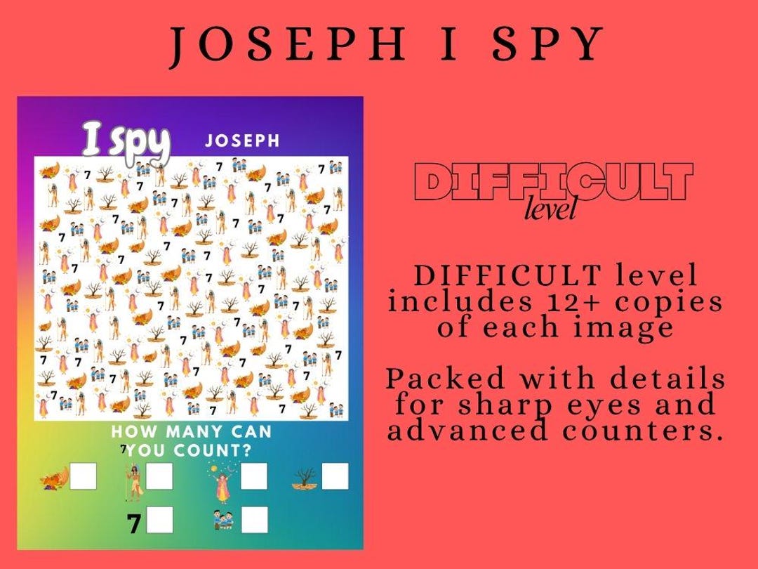 Joseph- Faith I Spy Printable | Bible-themed Activity Pages | Christian ...
