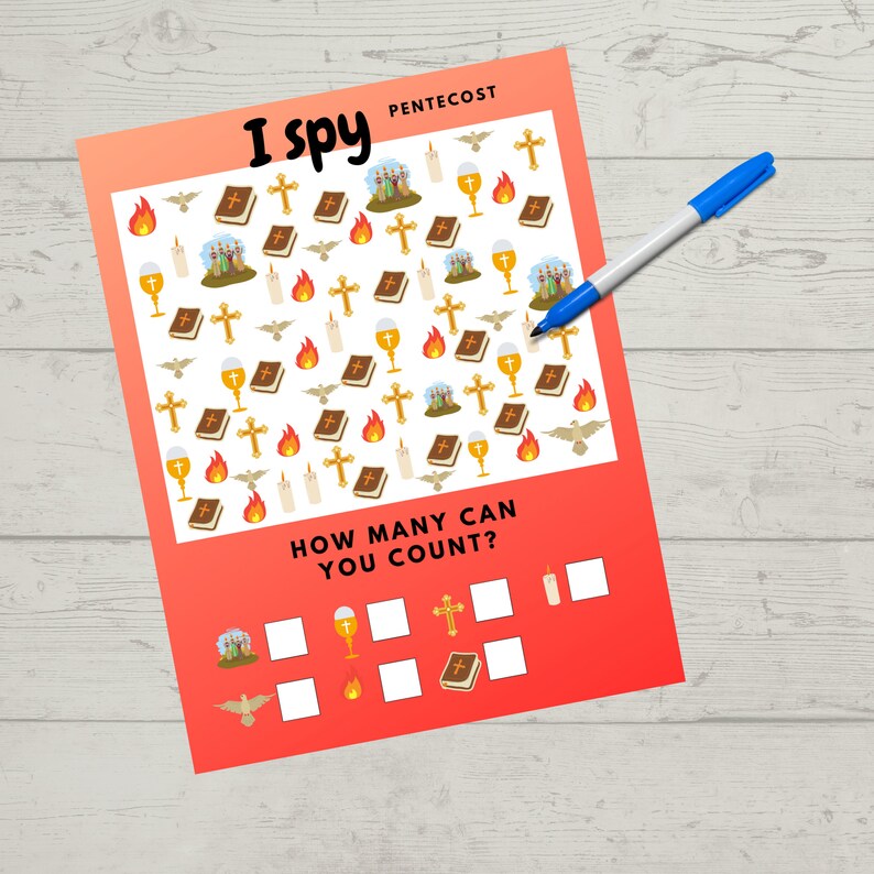 I Spy Activity Sheet Busy Bag Pentecost Church Sunday School - Etsy
