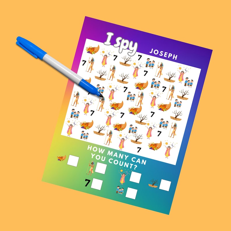 I Spy Church Printable Sheet for Individual Use Joseph Dream Coat Color ...