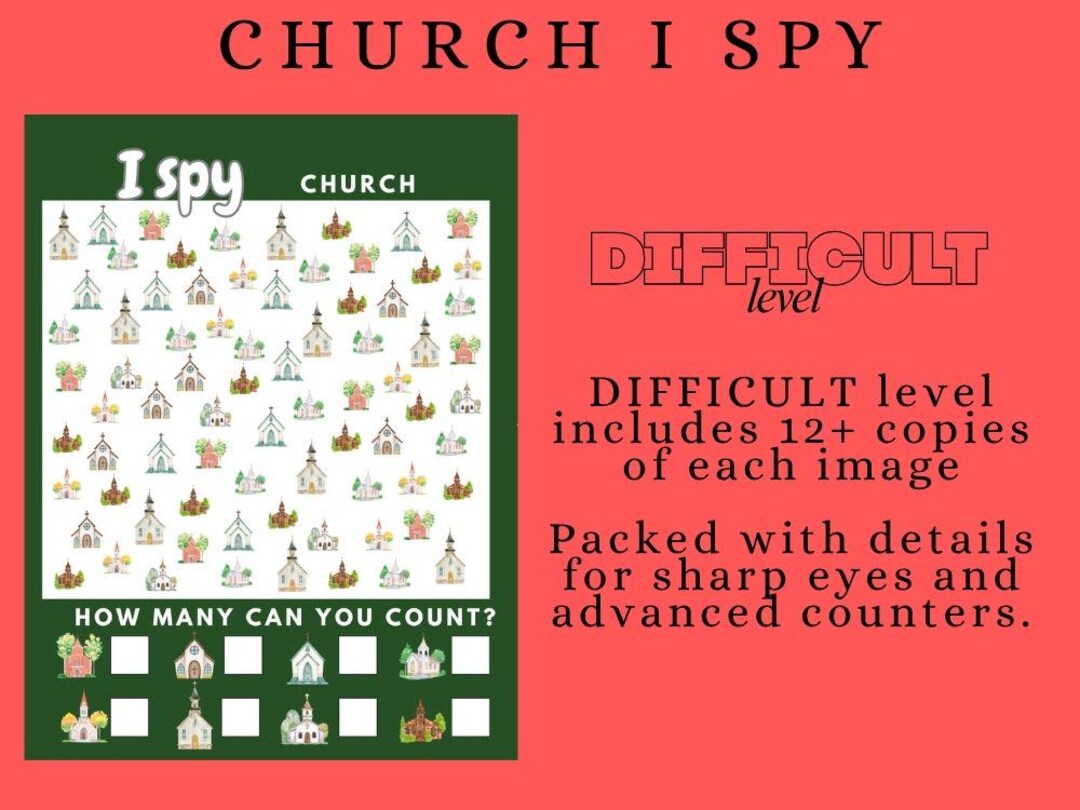 Church- Faith I Spy Printable | Bible-themed Activity Pages | Christian ...