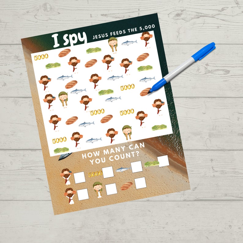 I Spy Activity Page Feeding the 5000 Bible Story - Etsy