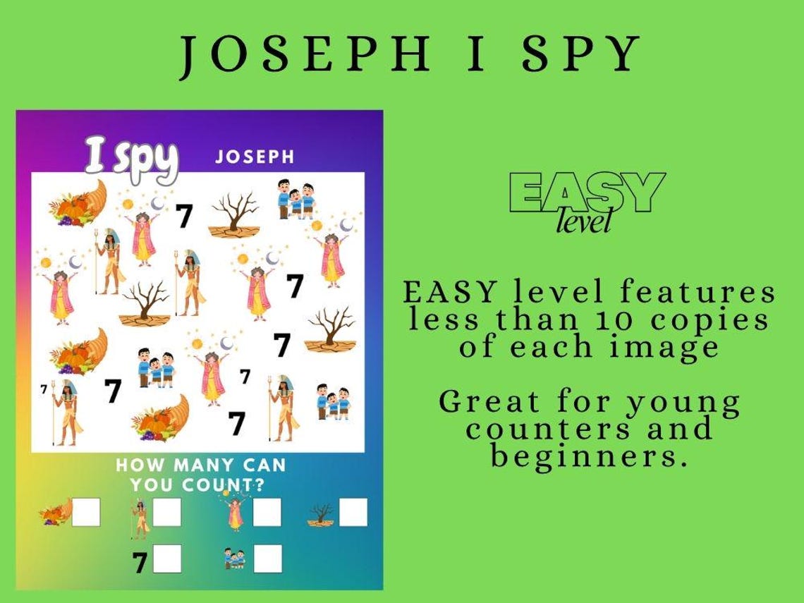 Joseph- Faith I Spy Printable | Bible-themed Activity Pages | Christian ...