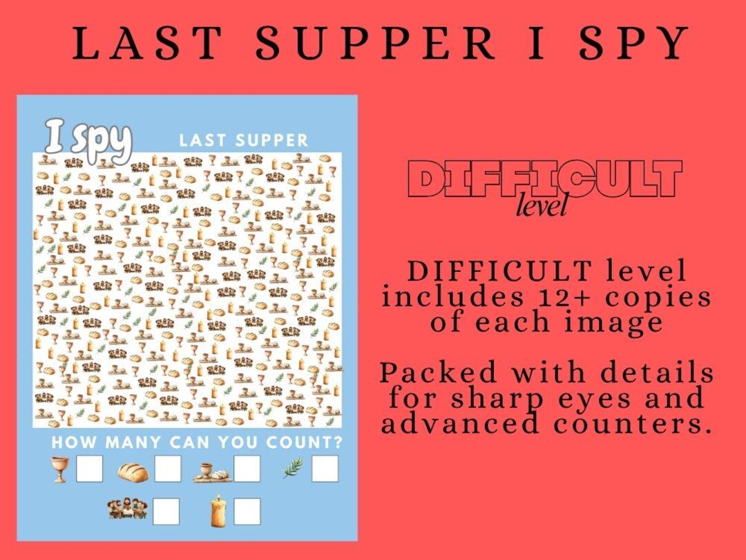 Last Supper- Faith I Spy Printable | Bible-themed Activity Pages ...