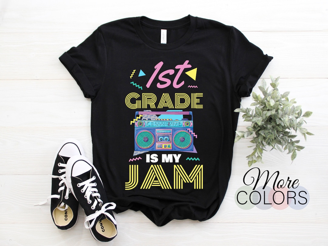 1st Grade is My Jam One 1 Vintage 80s Boombox Teacher Student T-shirt ...