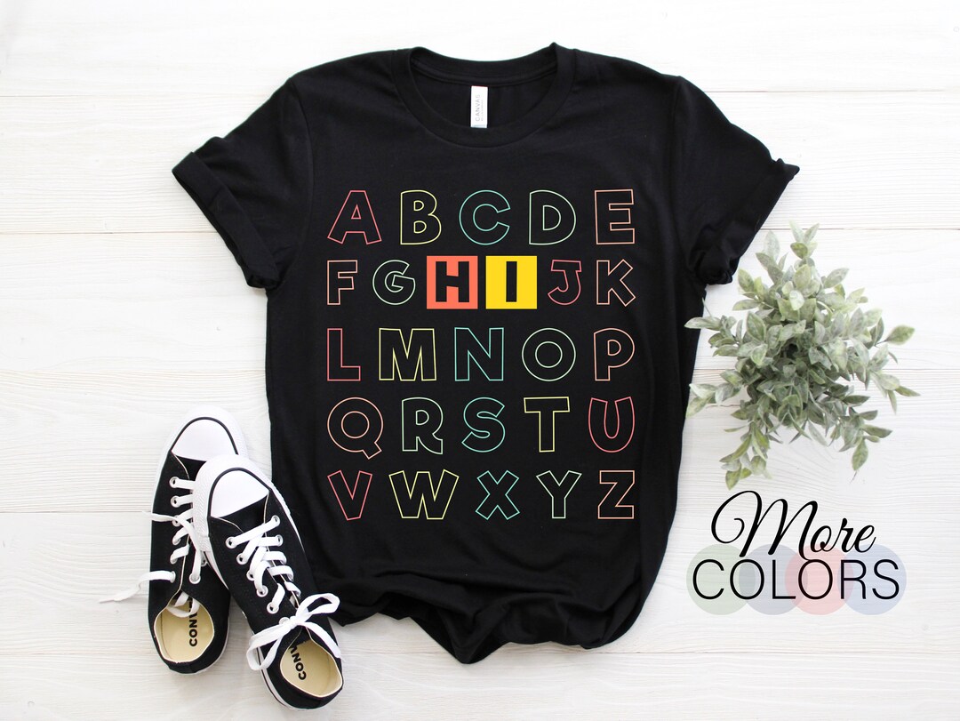 HI Alphabet Letters Learning ABC Funny Gift Toddler Kids T-shirt ...