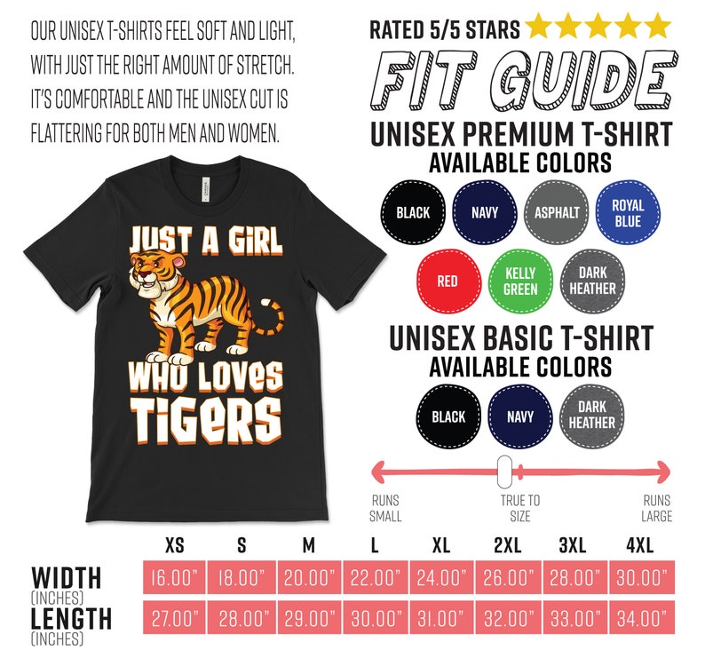 Just a Girl Who Loves Tigers T-shirt, Funny Tiger Shirts, Cute Tiger ...