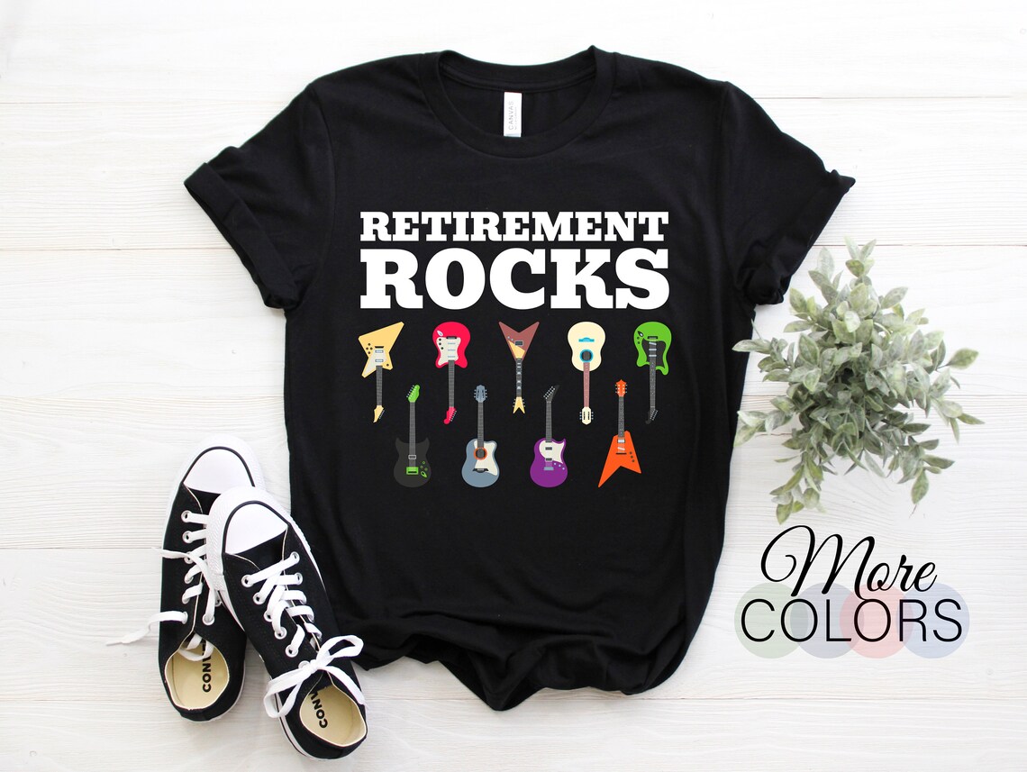 Retirement Rocks Guitar Player Funny Guitarist Humor Outfit Gift T ...