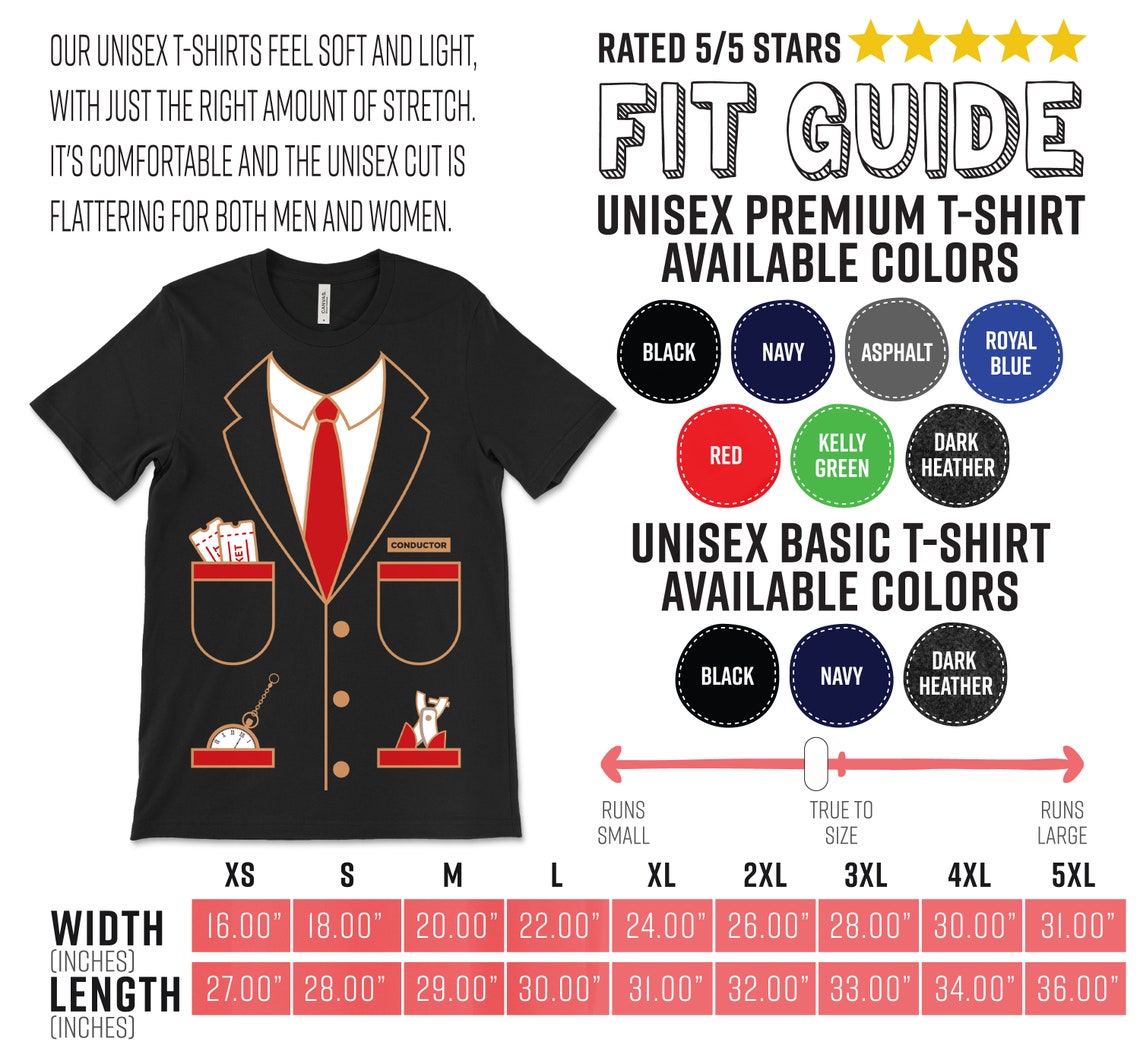 Train Conductor Costume T-shirt, Model Railroad Trains Railroad Lover ...