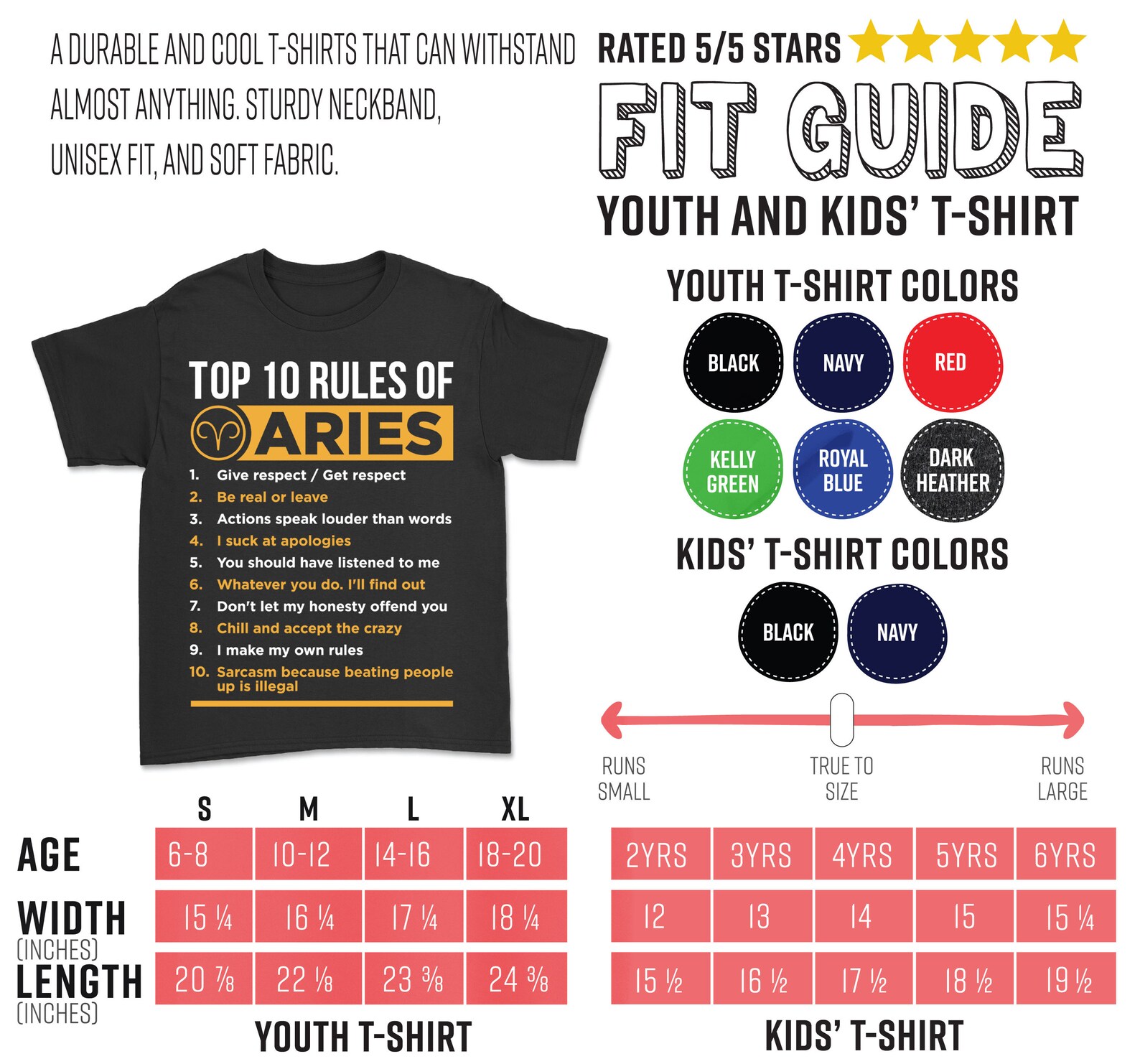 Aries Horoscope Zodiac Facts Traits Rules Astrological Sign T-shirt ...