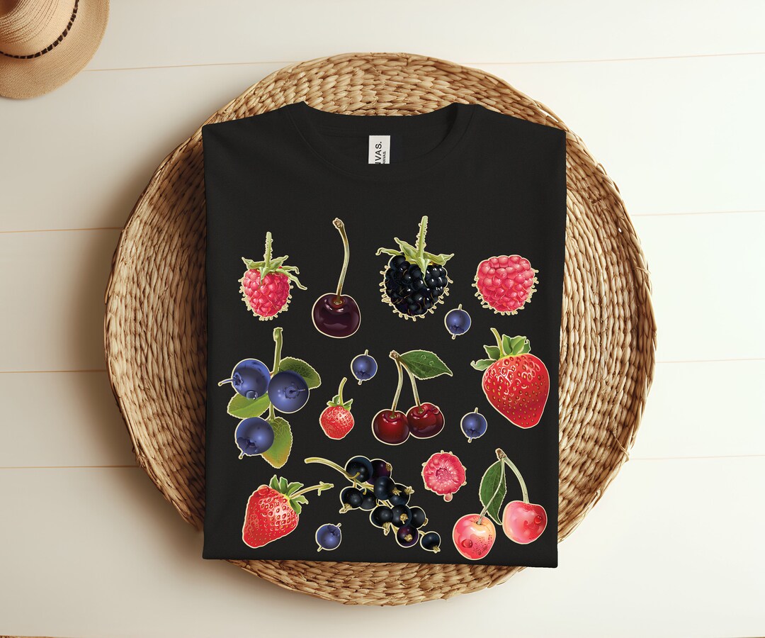 Cottagecore Mixed Berry Tshirt Strawberry Shirt Summer Fruits Blueberry ...