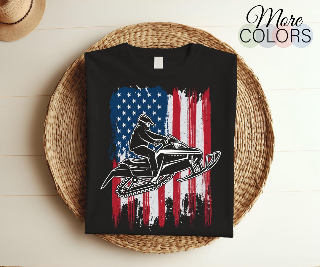 American Flag Snowmobile Snowmobiling Riding Lovers Rider Gift T-shirt ...