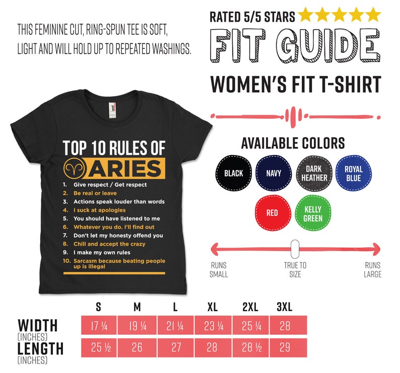 Aries Horoscope Zodiac Facts Traits Rules Astrological Sign T-shirt ...