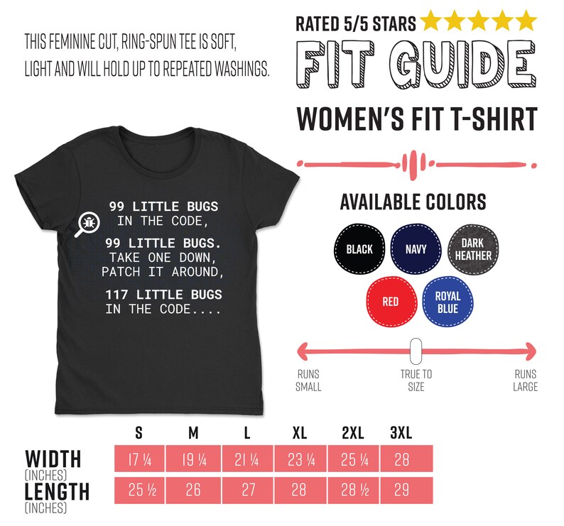99 Little Bugs in the Code Programming Coding Funny T-shirt, Web ...
