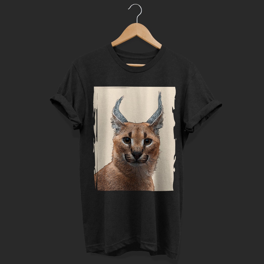 Big Floppa Meme Cat Caracal T-shirt, Cool Funny Cats Caracals Gift ...