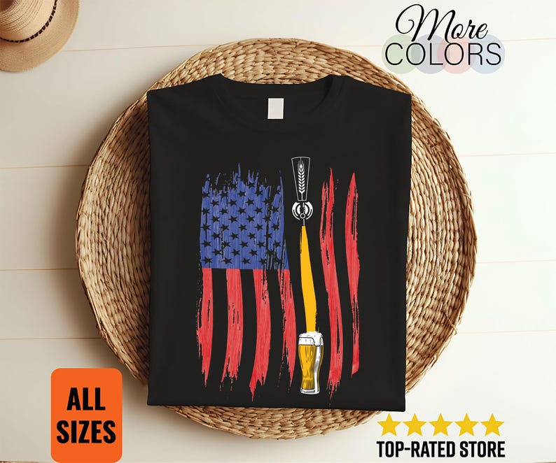 Craft Beer American Flag Vintage Beers Drinker Lover T-shirt, Home ...