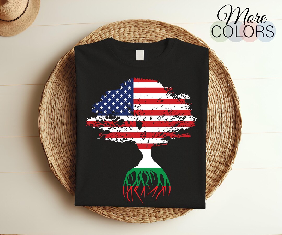 American Flag Bulgarian Roots Bulgaria Flag T-shirt, Bulgarians ...