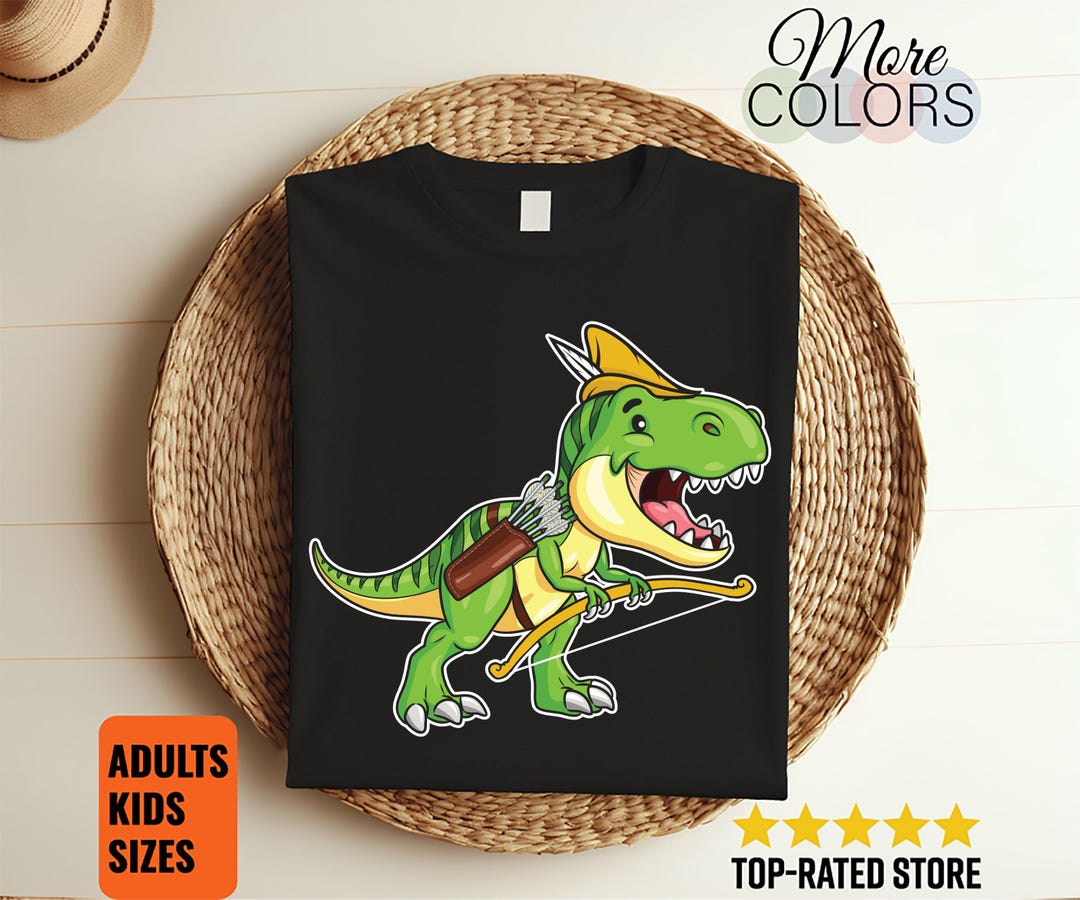 Archery T-rex Archer Gift Outfit, Arrow Bow Sport Dino Dinosaurs Lover ...