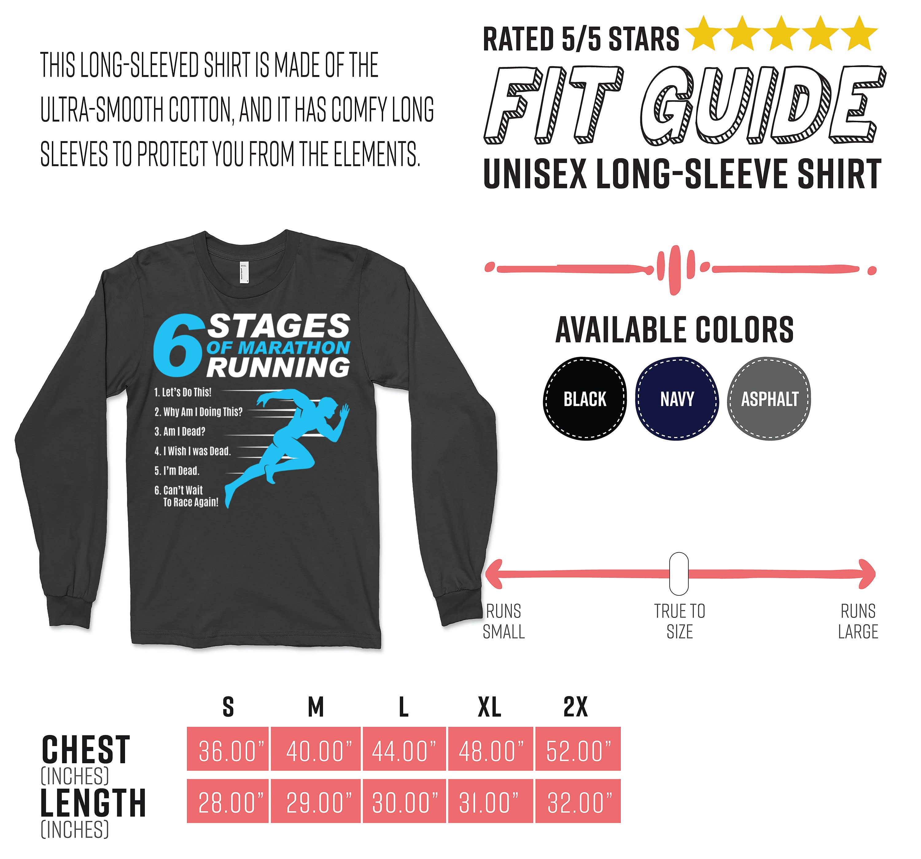 6 Stages of Marathon Running Funny T-shirt, Track and Field Sport Coach ...