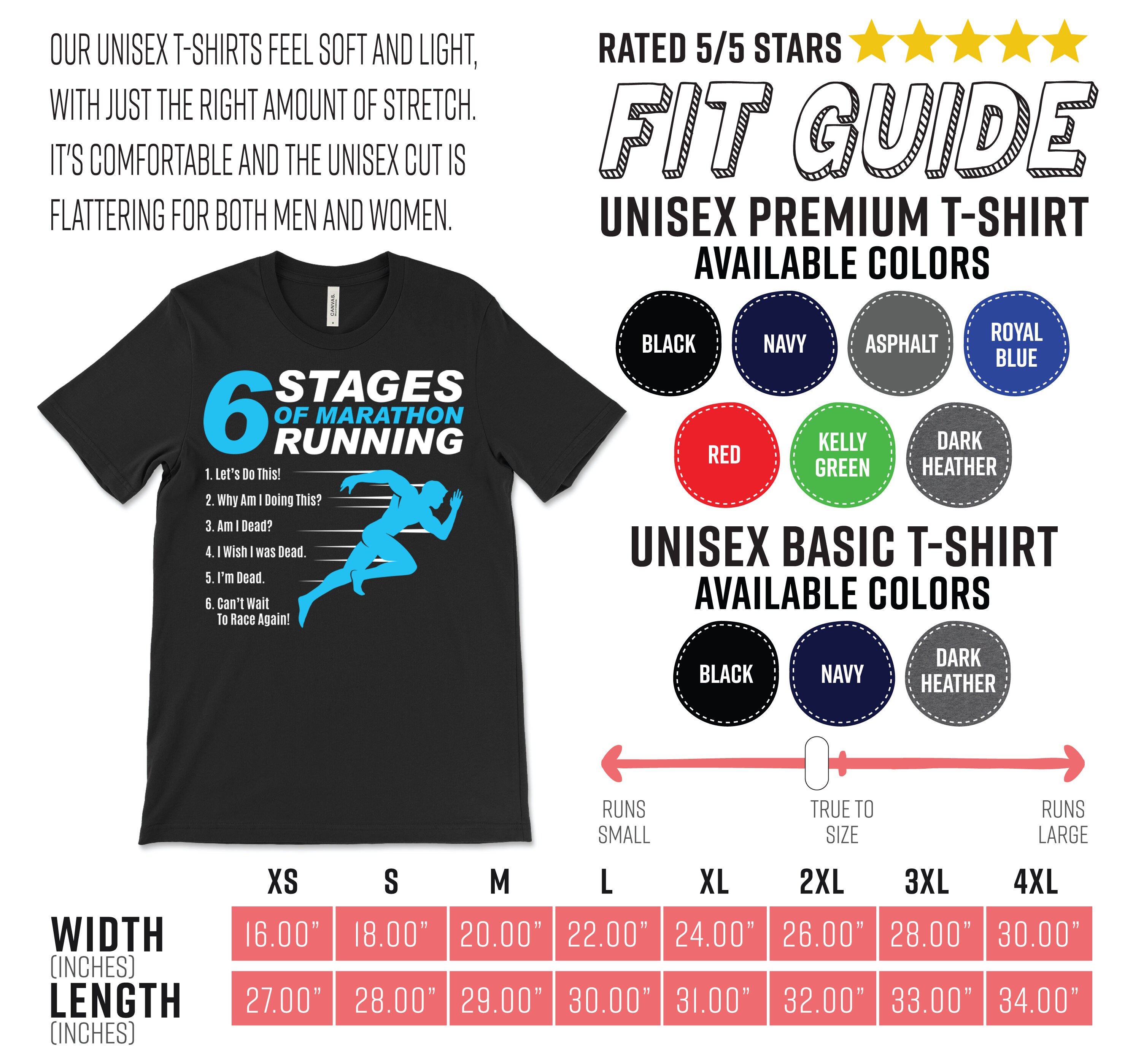 6 Stages of Marathon Running Funny T-shirt, Track and Field Sport Coach ...