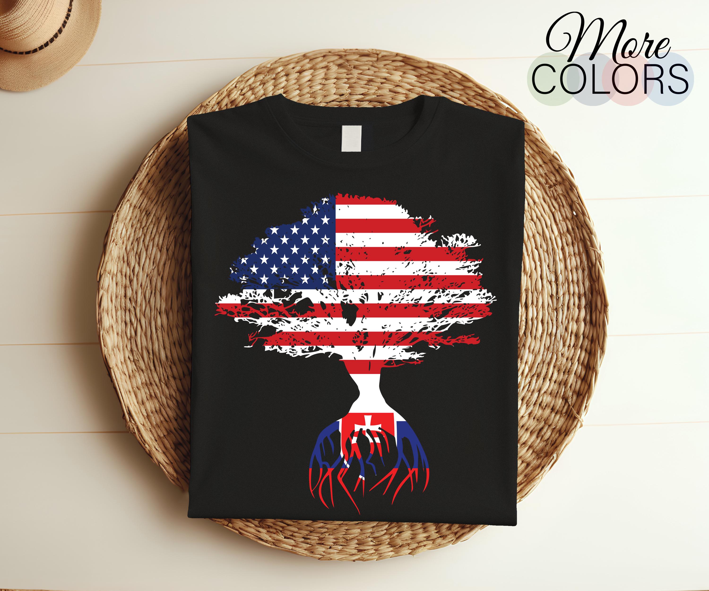 American Flag Slovak Roots Slovakia Flag Gift T-shirt, Slovaks, Slovak ...