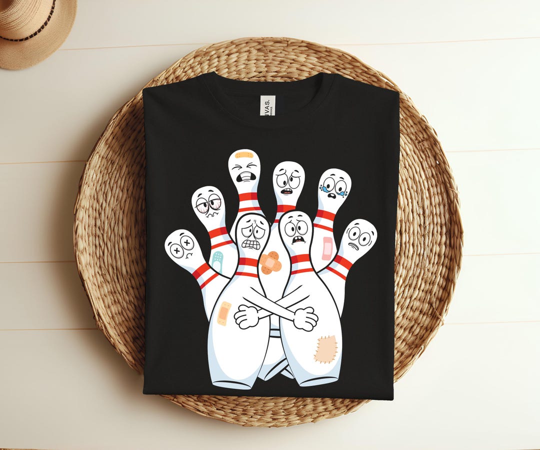 Cartoon Bowling Scared Bowling Pins Funny Sport Bowler T-shirt, Bowling ...