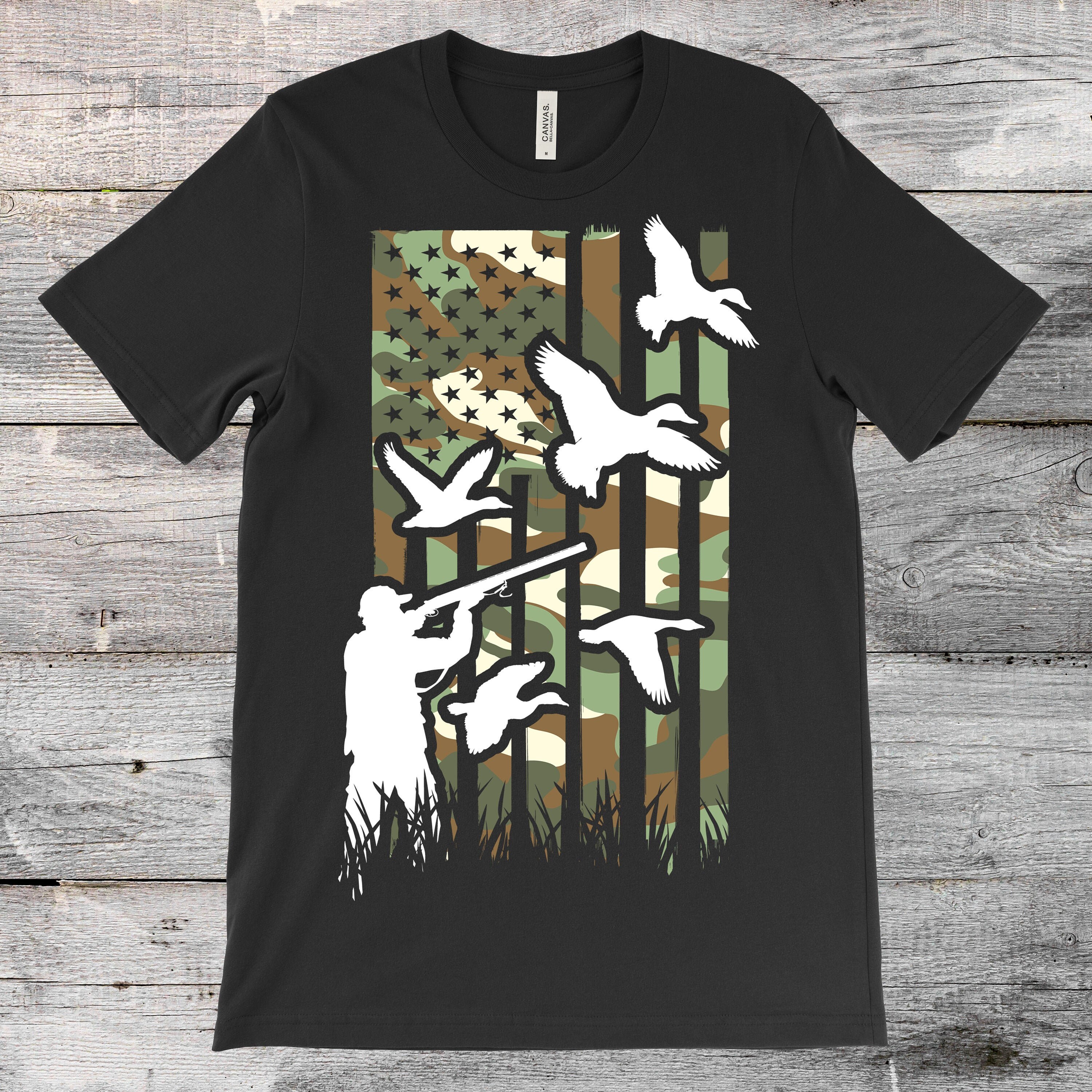 American Flag Duck Hunting T-shirt, Hunter Gifts, Waterfowl Geese Ducks ...