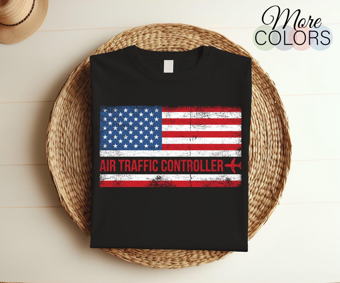 Air Traffic Controller American Flag USA T-shirt, ATC Worker Gifts ...