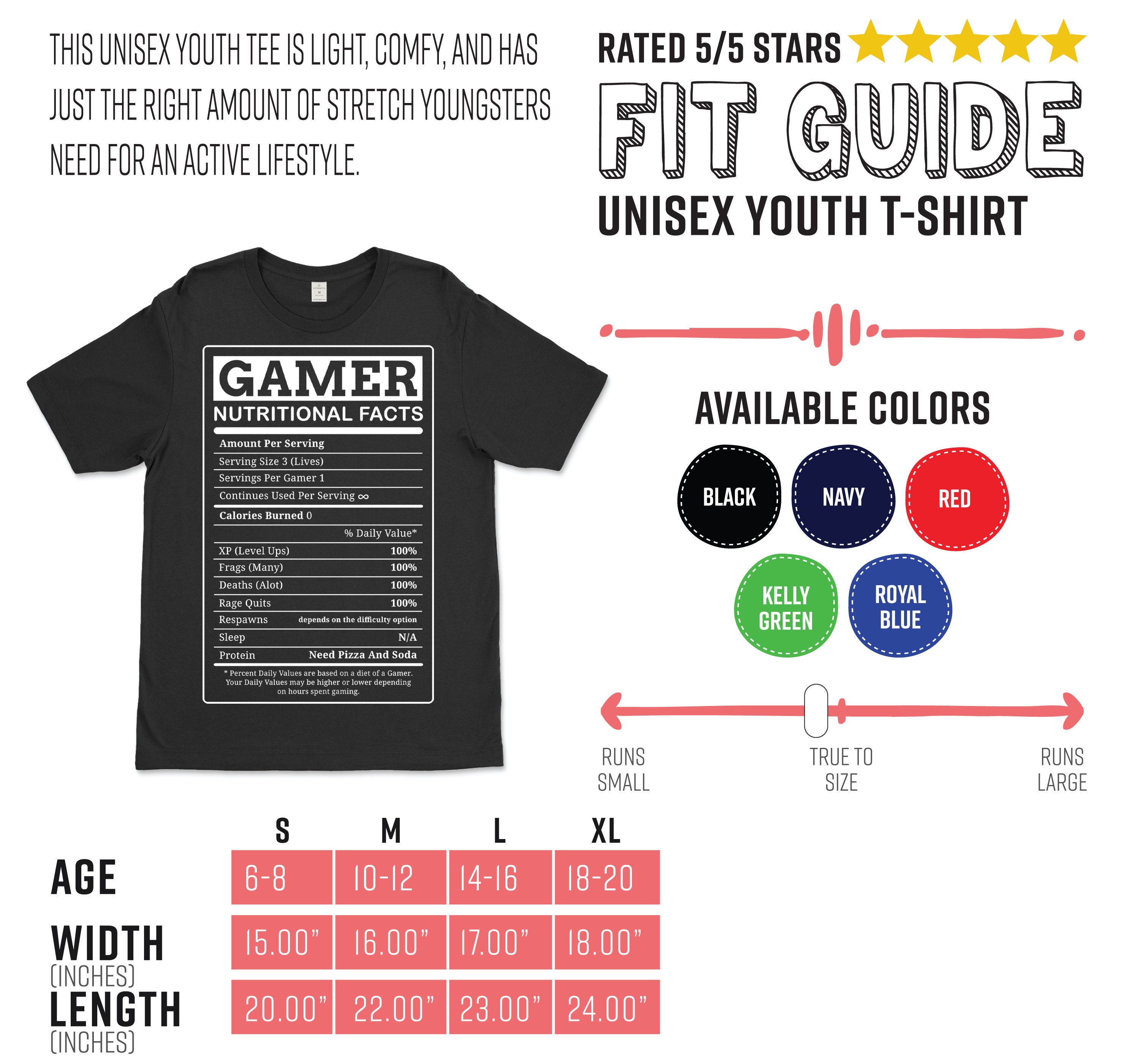 Gamer Nutritional Facts Cool Gamer Video Game Funny T-shirt - Etsy
