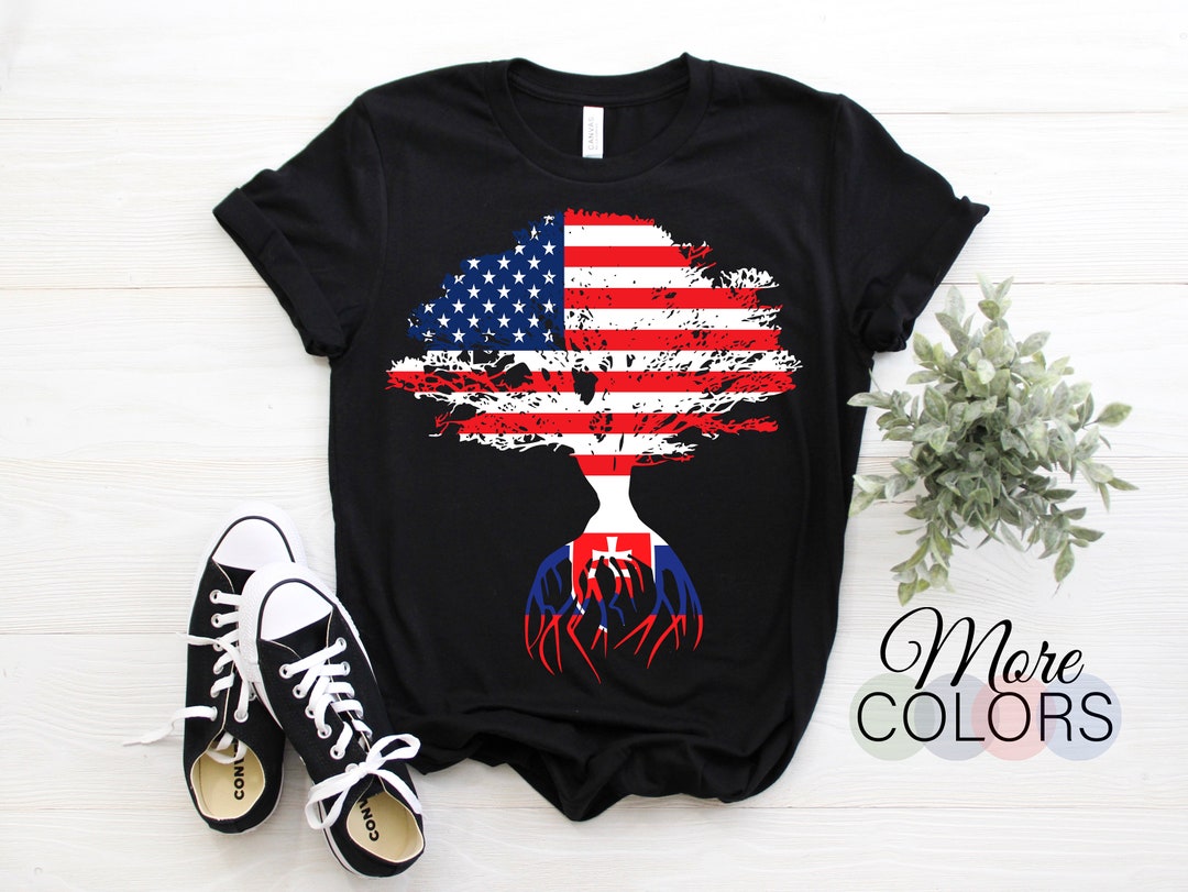 American Flag Slovak Roots Slovakia Flag T-shirt, Slovaks, Slovak Gifts ...