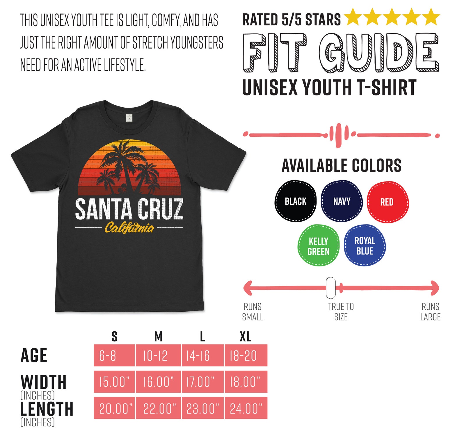 Santa Cruz City California Vintage Gift T-shirt Surfing Santa | Etsy