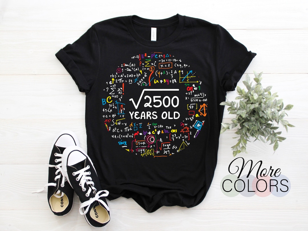 Square Root of 2500 50th Fifty Yrs Birthday 50 Old Gift Math Bday Party ...