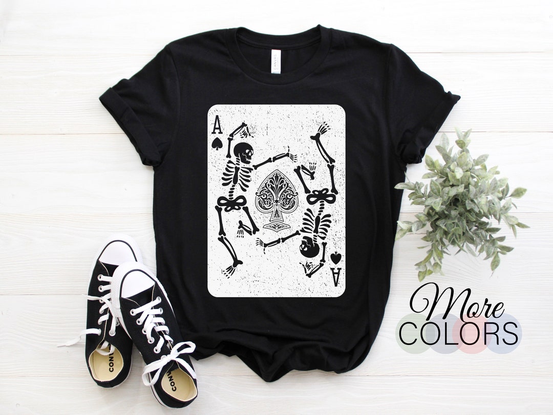 Goth Punk Ace of Spades Card Shark Gambler Skeleton T-shirt, Goth ...