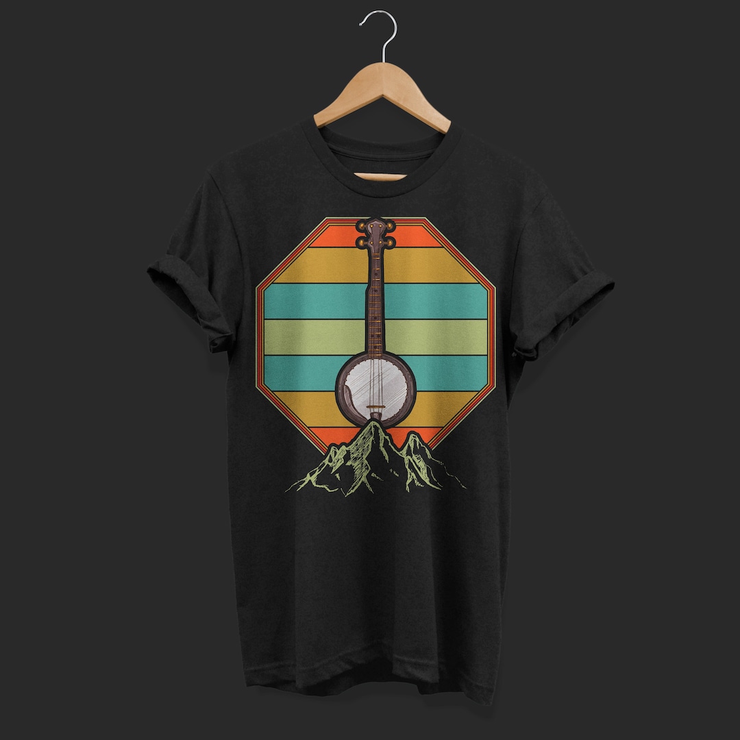 Banjo Vintage Retro Bluegrass Fans Music Instrument Banjo Player Gift T ...