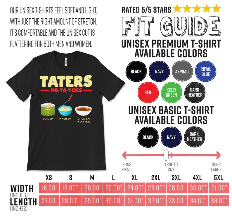 Taters Po-ta-toes Boil Em Mash Em Stick Em in A Stew T-shirt, Potatoes ...