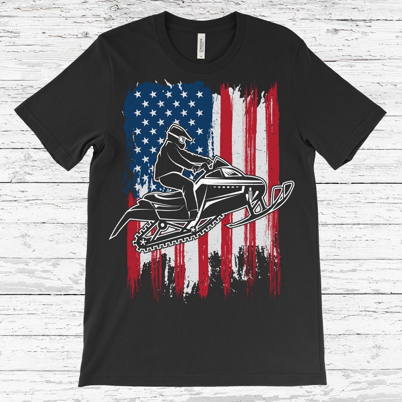 American Flag Snowmobile Snowmobiling Riding Lovers Rider Gift T-shirt ...