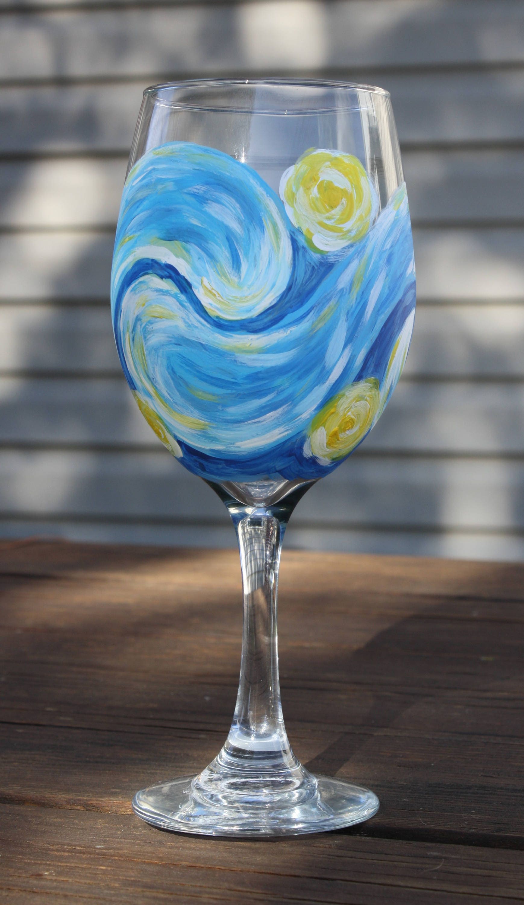 Vincent Van Gogh Wine Glass, Starry Night Wine Glass, Handpainted ...